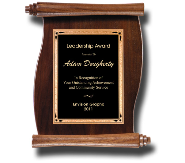 Black Teardrop Walnut Scroll Plaque