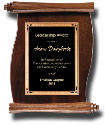 Black Teardrop Walnut Scroll Plaque