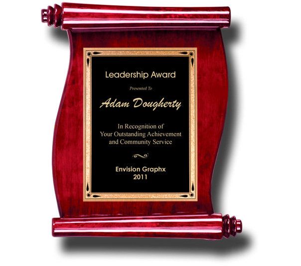 Black Teardrop Rosewood Scroll Plaque