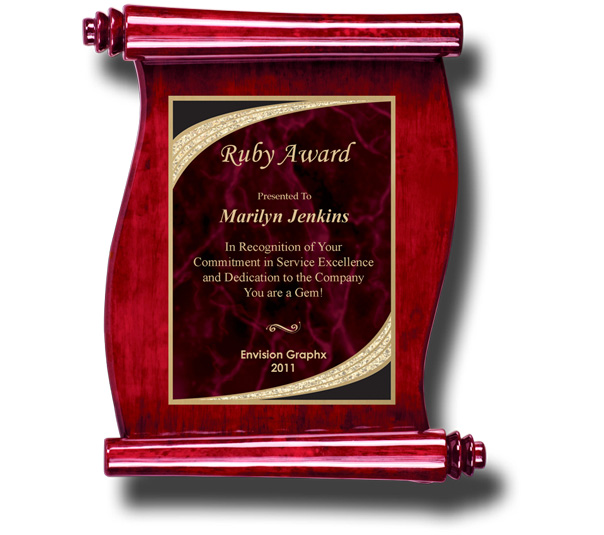 Red Majestic Rosewood Scroll Plaque