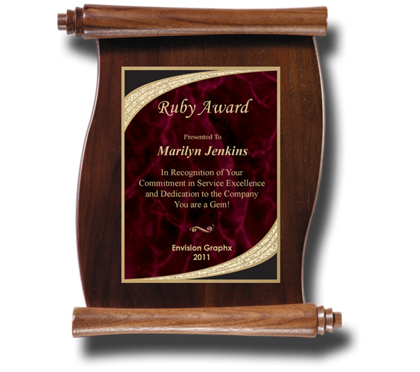 Red Majestic Walnut Scroll Plaque