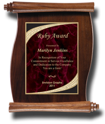 Red Majestic Walnut Scroll Plaque
